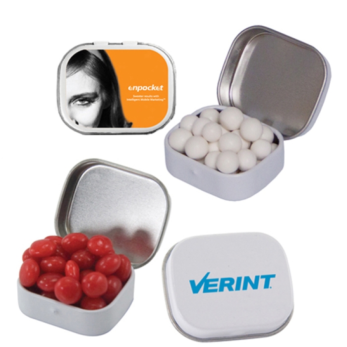 Custom Printed Mini Tin with Signature Peppermints & Red Hots