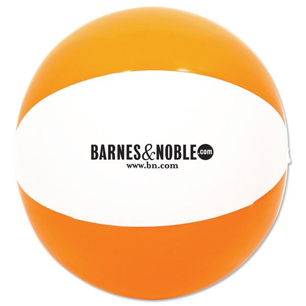 Customized Two Color 12" Beach Ball - Orange/White - Two Color Beach ...