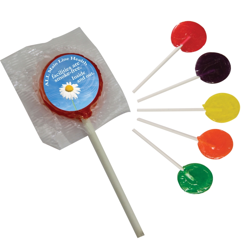 Promotional Logo Lollipop with Round Labels - Lollipops - Candy - Food ...