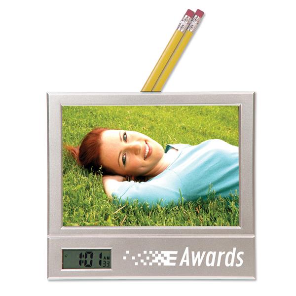 Customized Frame with LCD Clock & Pencil Holder - Pens - Pencils & Pens
